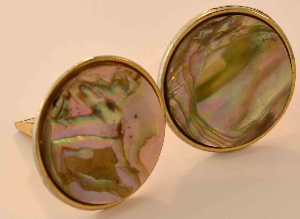 MEN'S YELLOW GOLD FILLED OYSTER SHELL CUFFLINKS | eBay