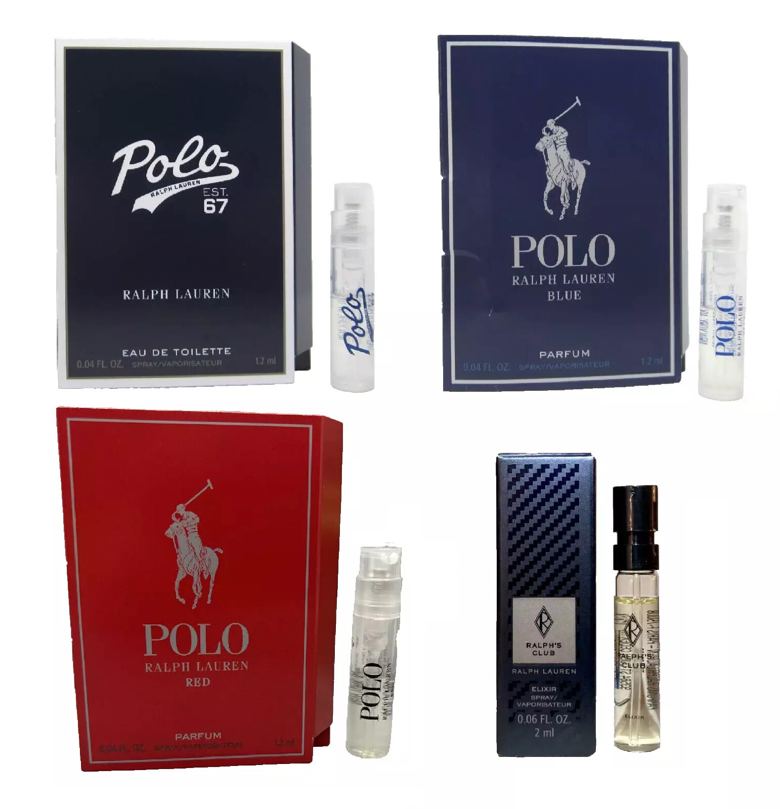 4x Ralph Lauren Polo Est 67 EDT ~Polo BLUE Parfum ~Polo Red ~Ralph's ...