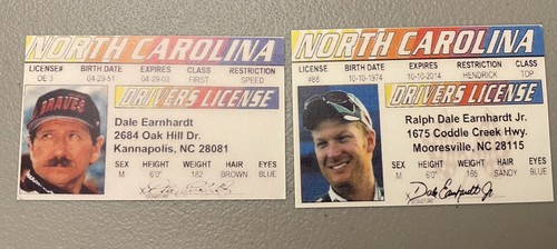 North Carolina Nascar DALE EARNHARDT SR & JR Drivers License FAKE ID ...