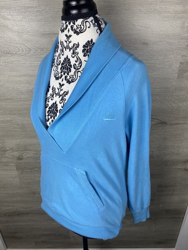 NIKE Shawl V-Neck Long Sleeve Blue Activewear Pullover Sweatshirt Women ...