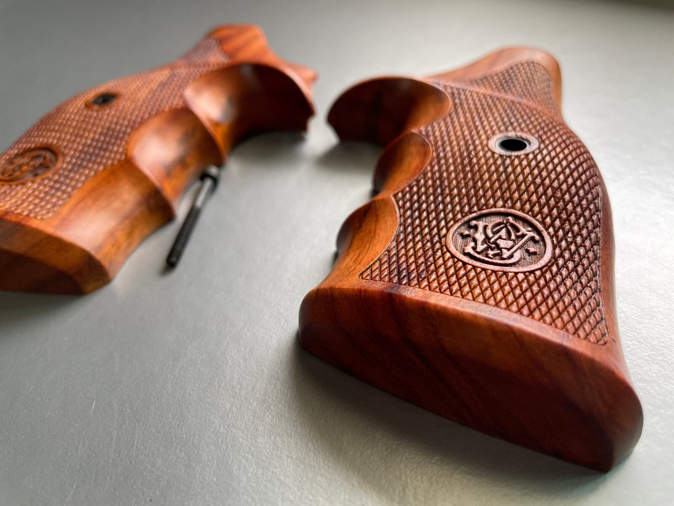 New handle Grips For S&W K/L Frame Round Butt 686 Checkered on wood | eBay
