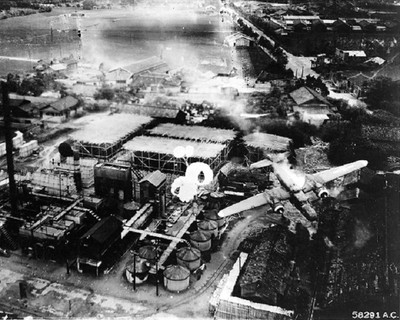 B-25 Bomber Crash Byoritsu Oil Refinery Formosa 8x10 World War II WW2 ...