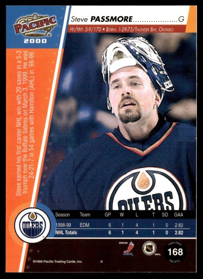 1999-00 Pacific Steve Passmore Edmonton Oilers #168 | eBay