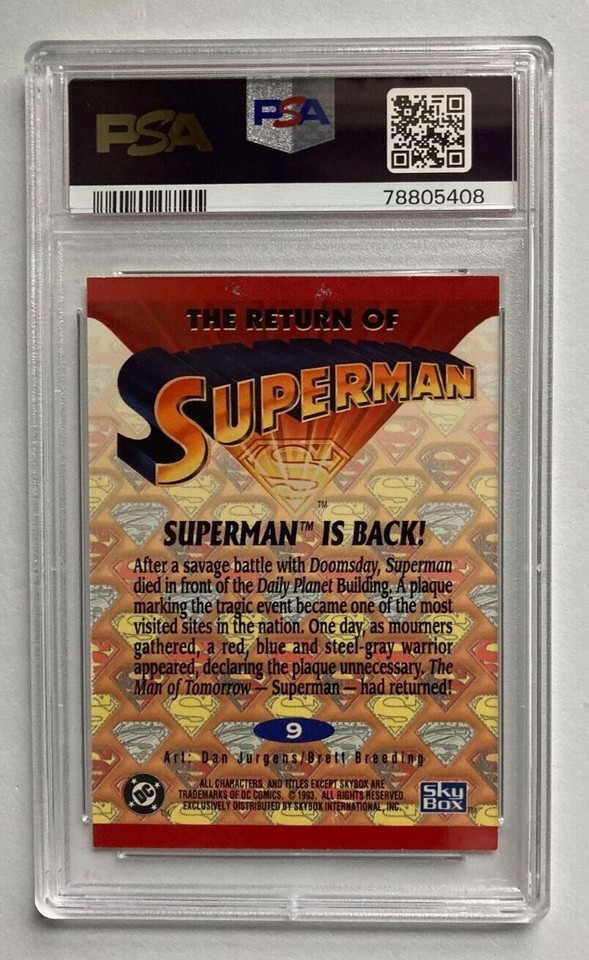 1993 Skybox The Return of Superman-Superman is Back! Card #9 PSA NM-MT ...