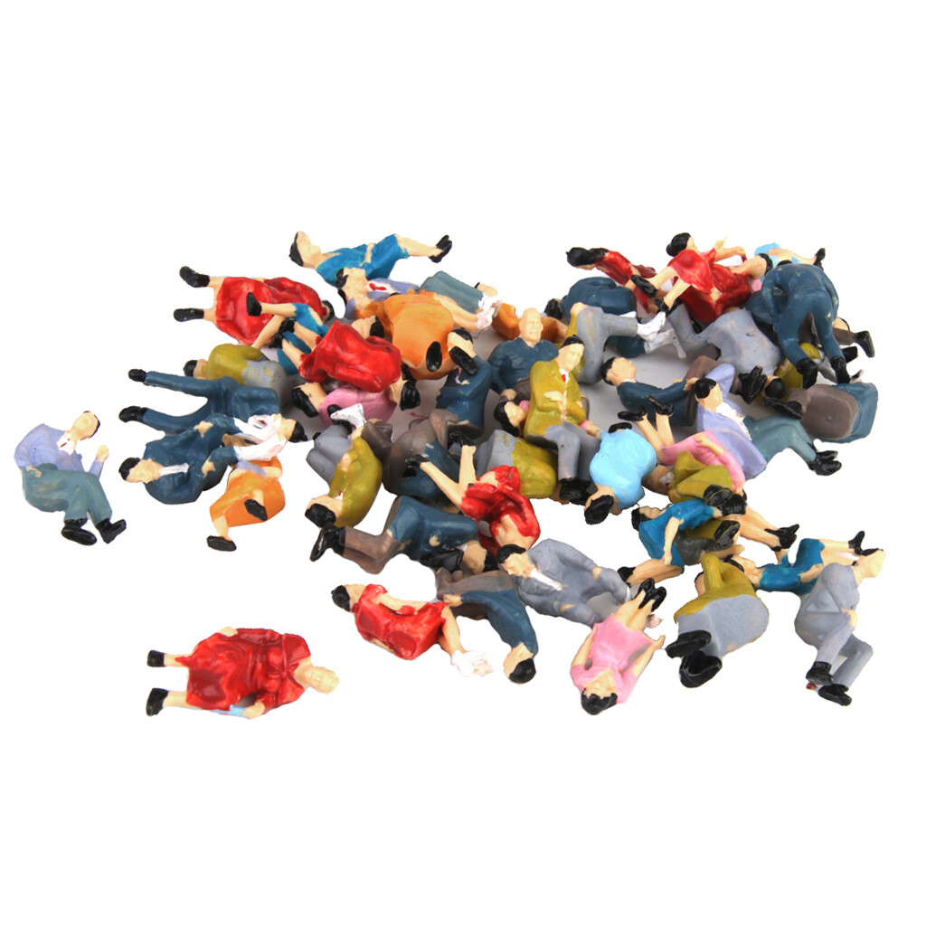 50pcs O Gauge Models Railway Painted Train Figures Seated People Scale ...
