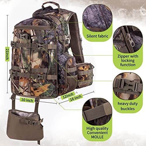 Large Hunting Backpack with padded weapon for Bow Rifle Hunting Gear ...
