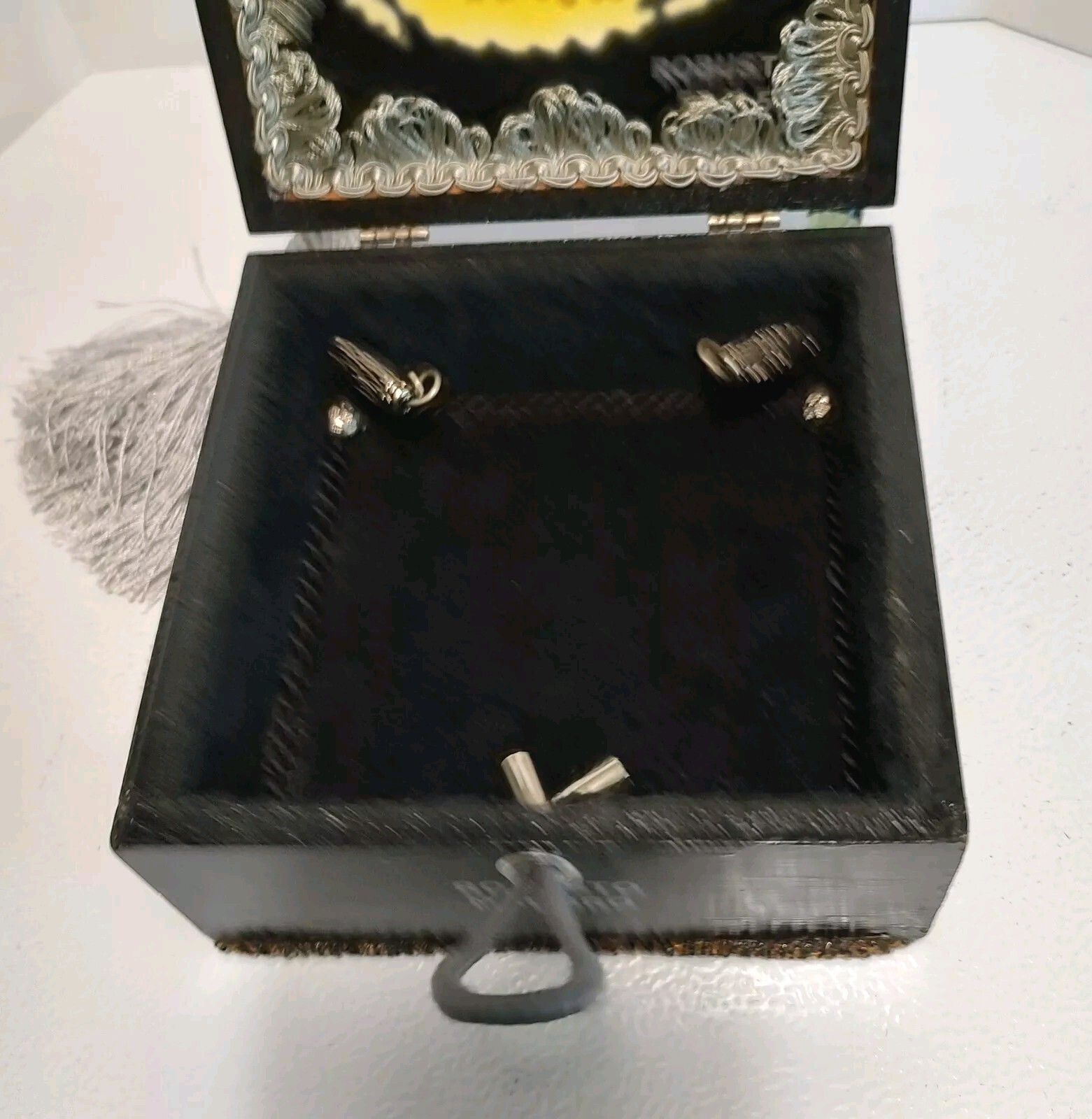 Gispert Fabrica De Tabacos Cigar Box Handbag Black Purse Bead Handle ...