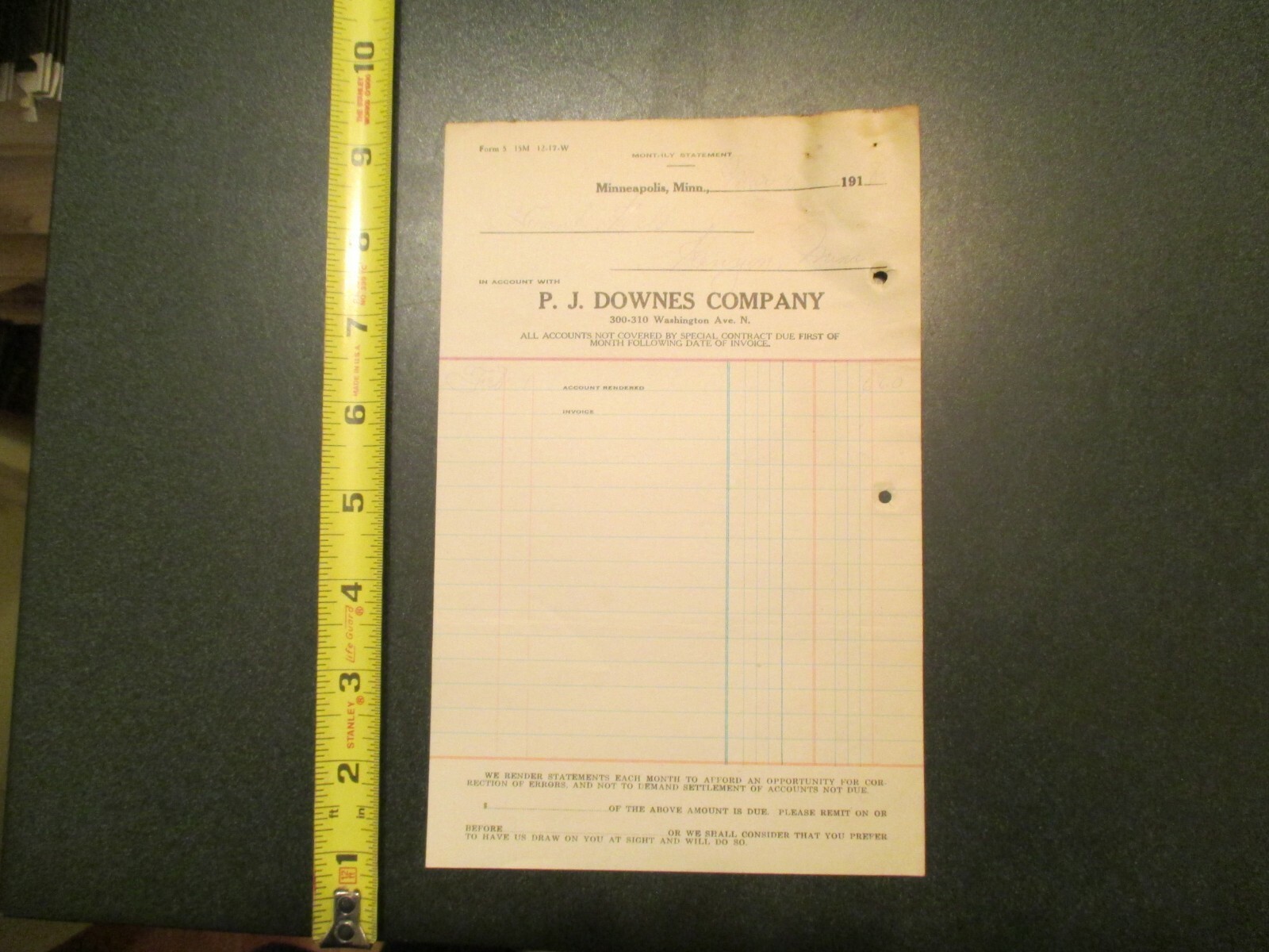P J Downes Company 1918 Minnesota Invoice Letterhead 1279 | eBay