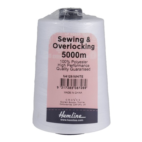 Hemline Overlocking Thread 5000m White 9317385087269 | eBay UK