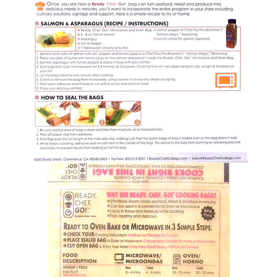 Ready Chef Go! Seal & Cook Glassine Microwave & Oven Cooking Bags Pkg ...