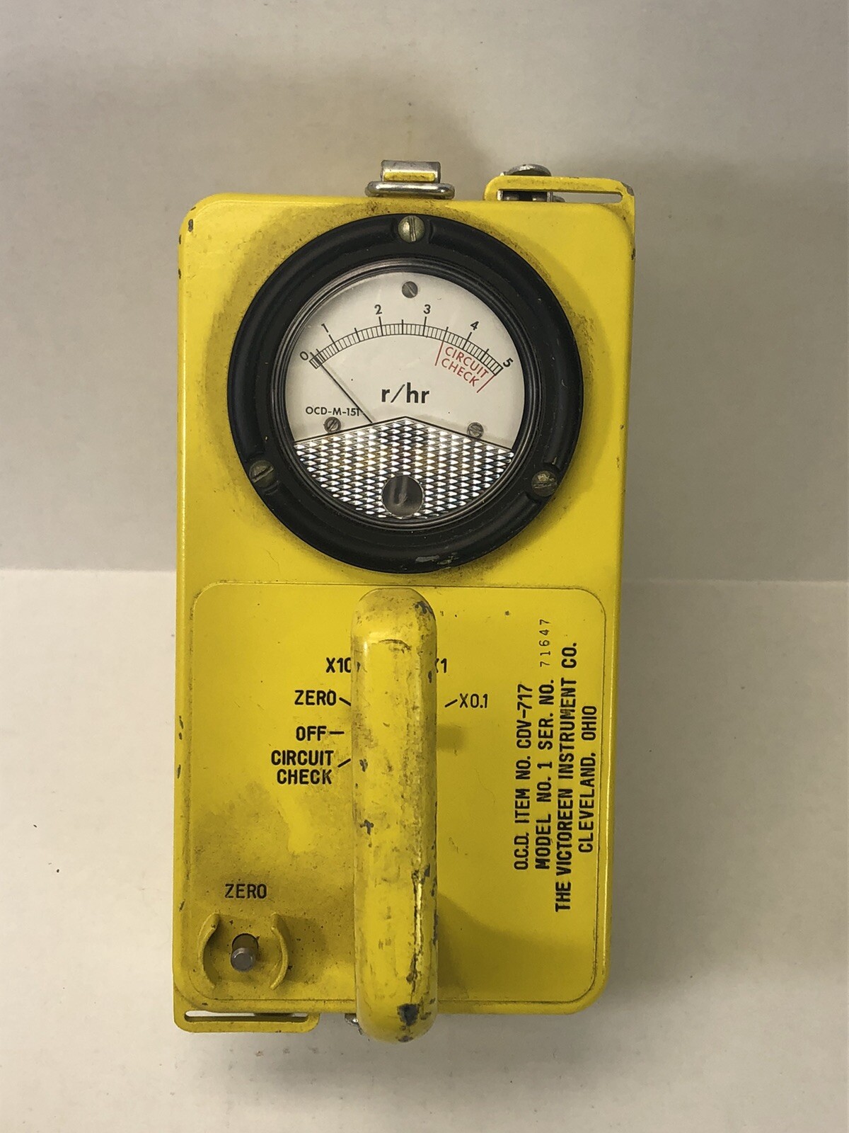 VICTOREEN INSTRUMENT CO. MODEL #1 ITEM CDV-717 CIVIL DEFENSE ...
