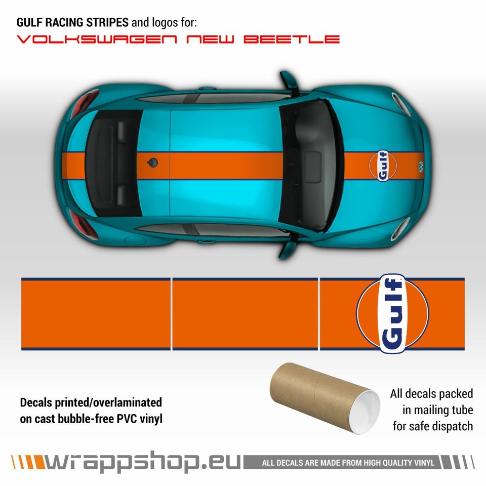 GULF Le Mans Racing Stripes kit and logos for VW New Beetle | eBay
