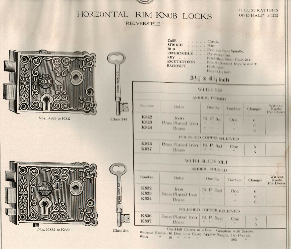 3 1/4" KEEPER for R. L. Co. FANCY RIM LOCK - EXACT REPRODUCTION ...