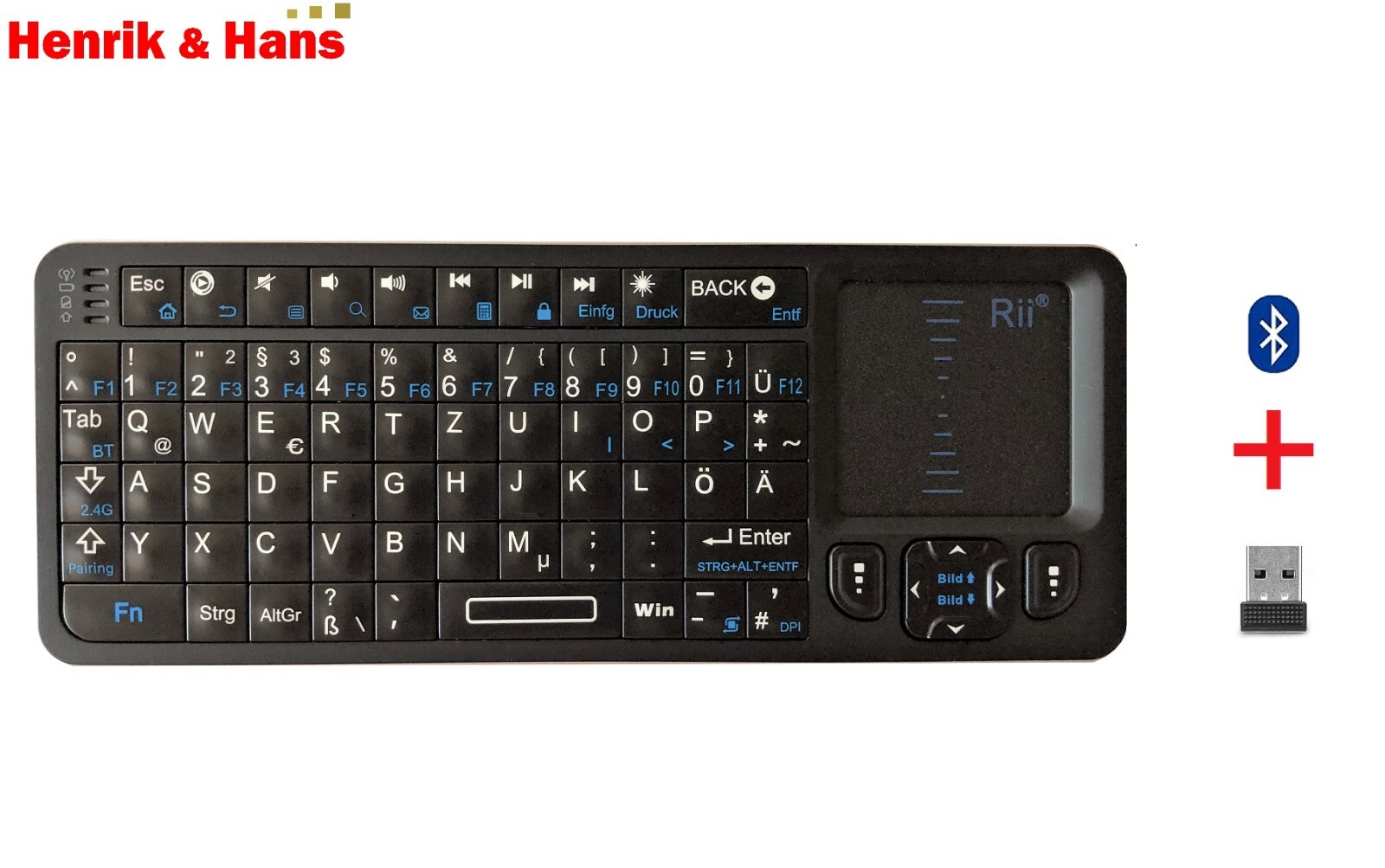 Rii K06 Mini Kabellos Tastatur Touchpad Dualmodus Lernfunktion Backlit ...