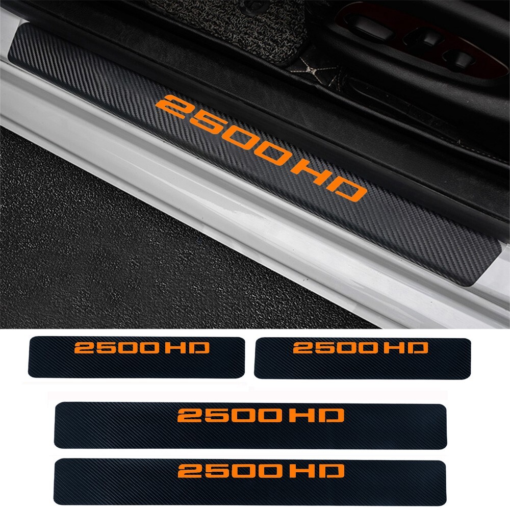 Car Door Sill Protector Carbon Fiber Leather Sticker for Silverado ...