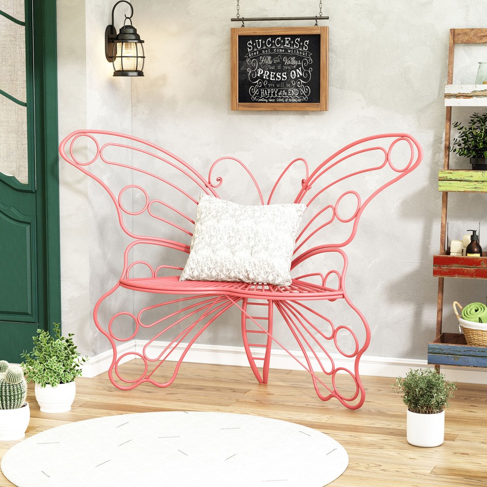 Cast Iron Metal 50 inch Garden Outdoor Bench Butterfly Chair Garden ...