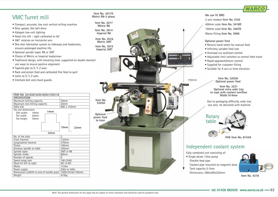 Warco VMC Turret Milling Machine | eBay