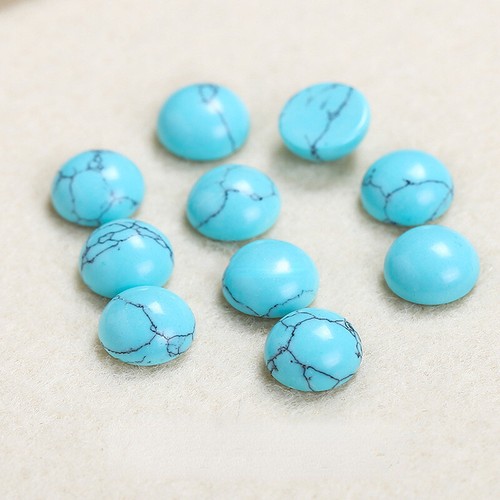 100pcs Artificial Turquoise Stone 10mm Round Cab Cabochon for DIY ...