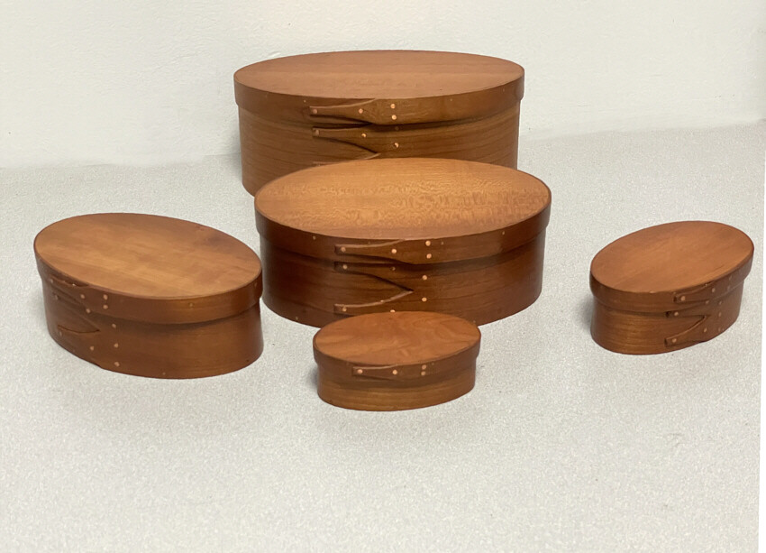 5 fine stacking Shaker style cherry pantry boxes sgnd Schmitt hand ...