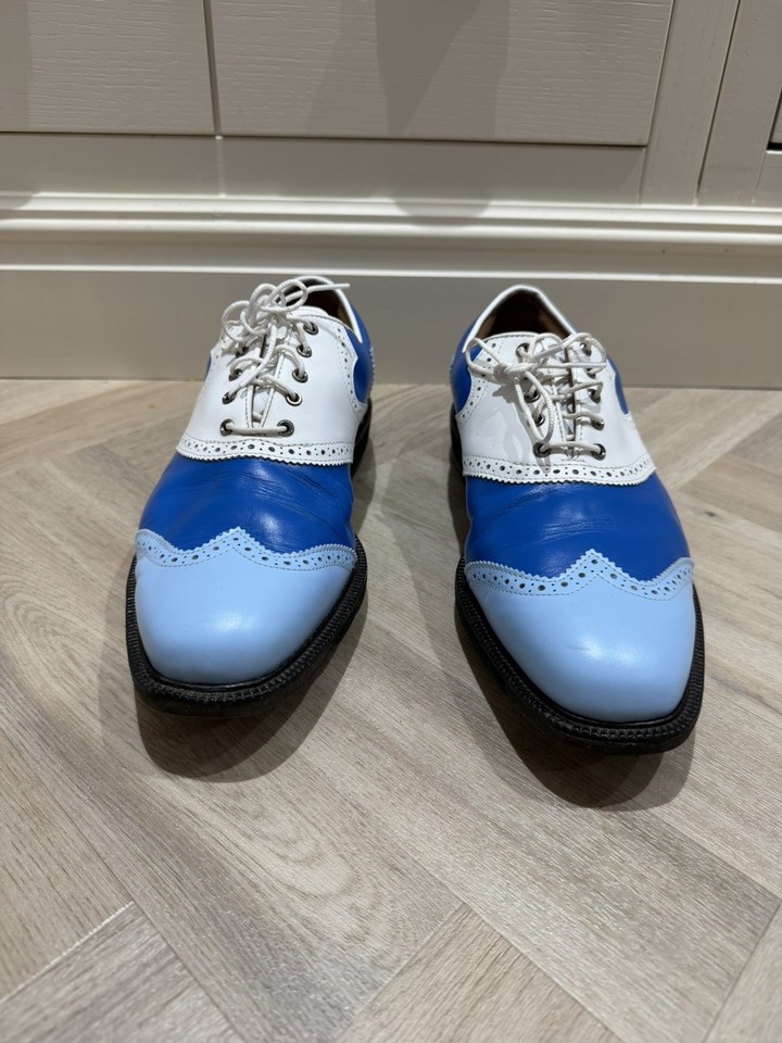 FootJoy Icon White / Blue Leather Golf Shoes UK 9.5 M - Rare . | eBay UK