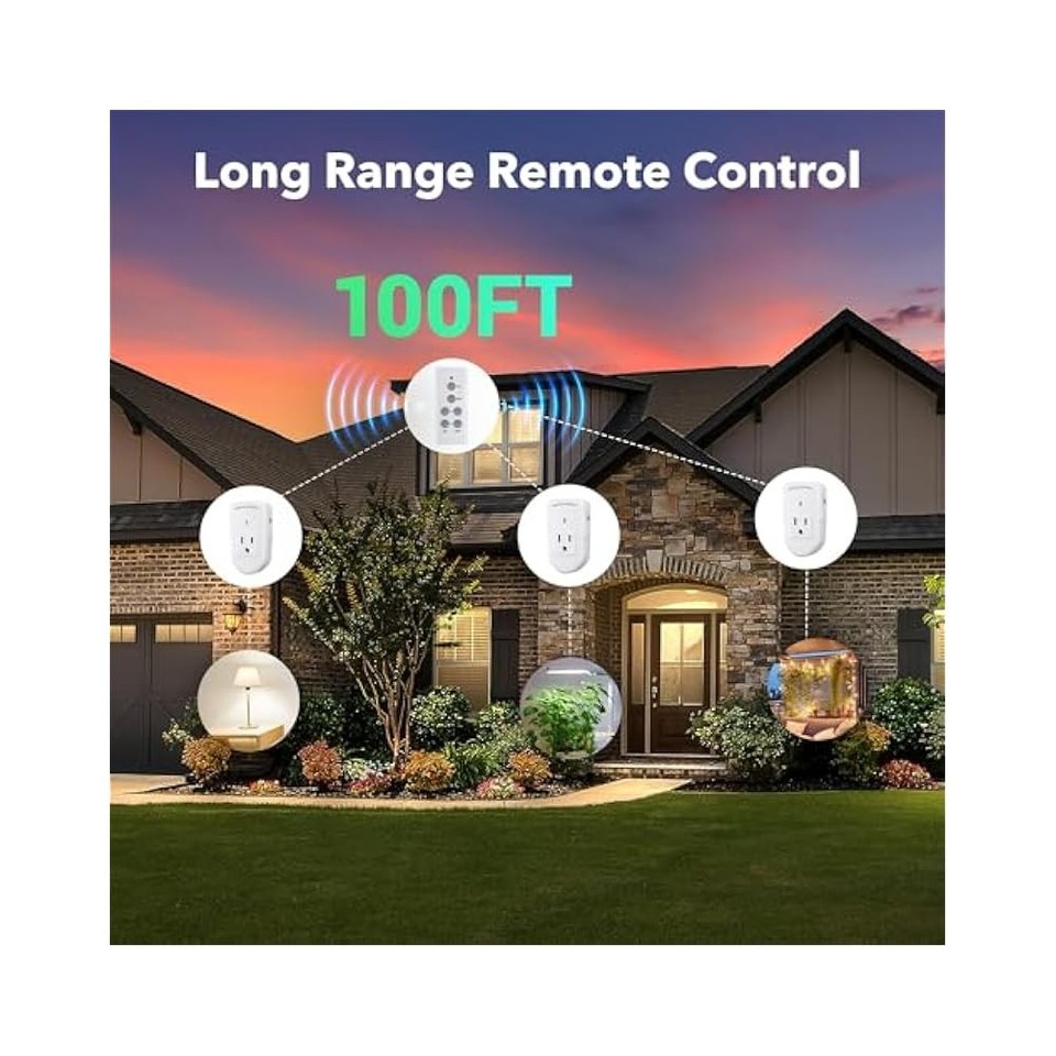 Remote,Controlled Electrical Outlet, 1200W/10A, 100 FT Range ...