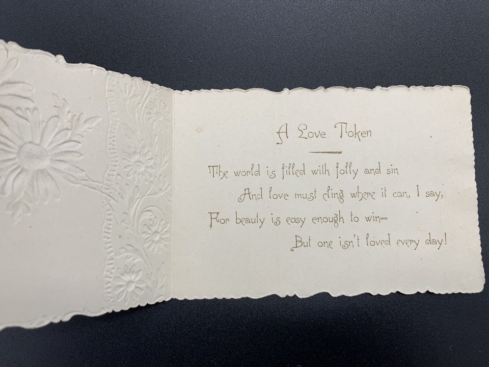 A LOVE TOKEN POEM - Antique Greeting Card, Embossed Flowers, unused | eBay