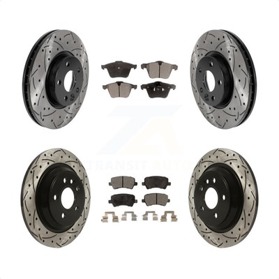Front Rear Coat Drill Slot Disc Brake Rotors Semi-Metallic Pad Kit For ...