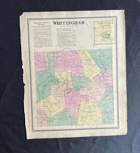 1869 Antique Map of Whitingham Vermont VT by FW Beers ORIGINAL | eBay