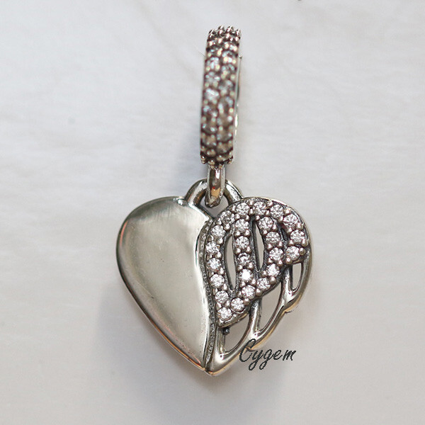 NEW AUTHENTIC PANDORA CHARM HEART & ANGEL DANGLE 792646C01 W SUEDE ...