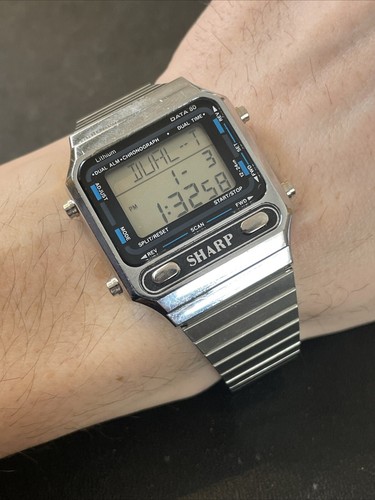 Vintage SHARP LCD Digital Watch Chronograph Alarm And More 1980s Retro ...