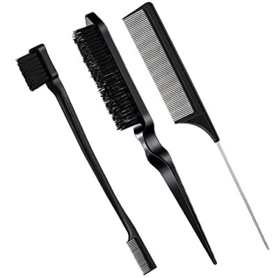 3 Pcs Slick Back Hair Brush Set Bristle Hair Brush Edge Control Brush ...
