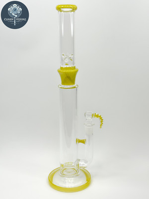 18” Inline Perc Glass Bong – Yellow Thick Water Pipe Hookah w/ 18mm ...