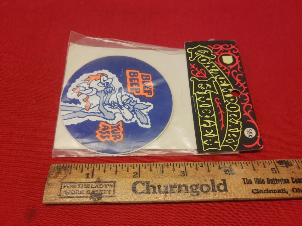 Vtg NOS 60's Roadrunner Wile E Coyote "Beep Beep Yur Ass" Decal Sticker ...