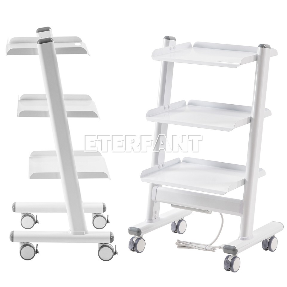 3 Layers Dental Medical Trolley Cart Mobile Instrument Tool with Built ...