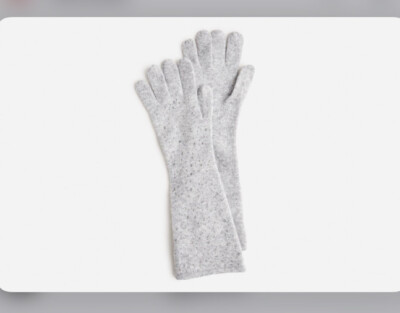 J. Crew NWT Fancy Long Crystal Gloves in Supersoft Yarn - Heather Gray ...