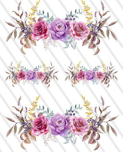 Shabby Soft Pastel Watercolor Floral Bouquet Swag Waterslide Decals ...