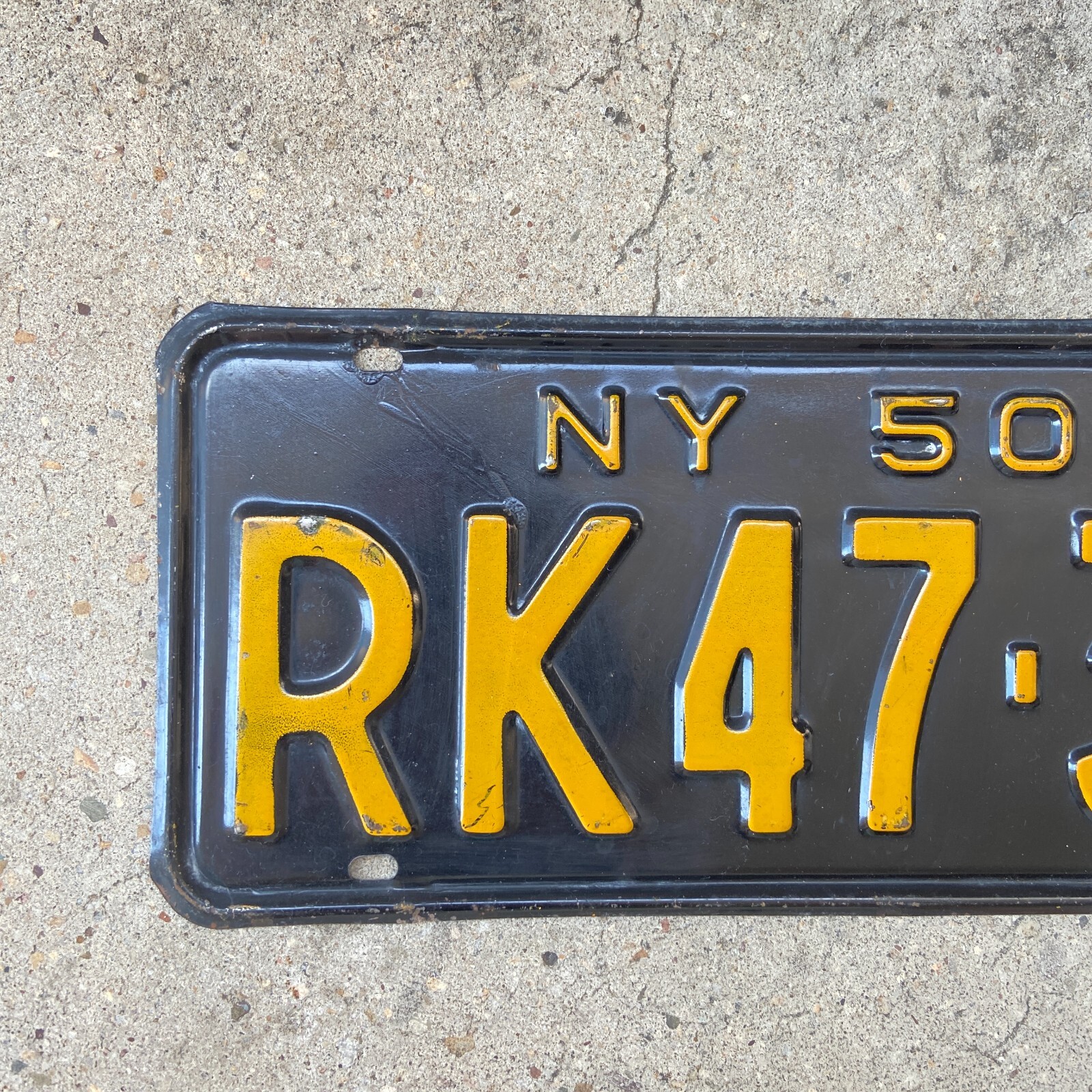 1950 New York License Plate RK 4736 DMV Clear YOM Ford Chevy Mercury ...