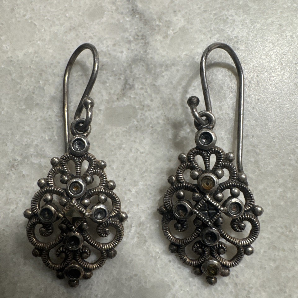 Stamped 825 Vintage Sterling Silver Dangling Earrings | eBay