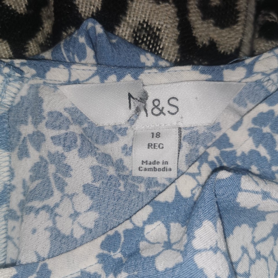 M And S Size 18 Blue Pattern Dress | eBay UK