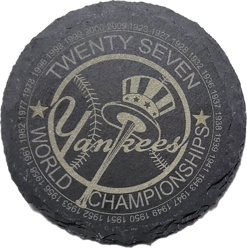 New York Yankees 27 World Championships Round Laser Engraved Slate ...