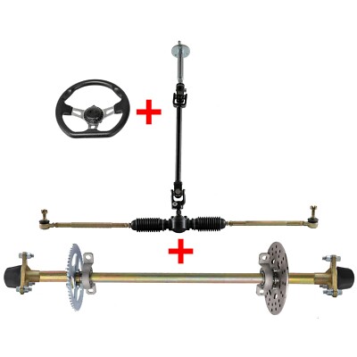 29" ATV Go Kart Rear Live Axle Kit + Steering Assembly Wheel Tie Rod ...