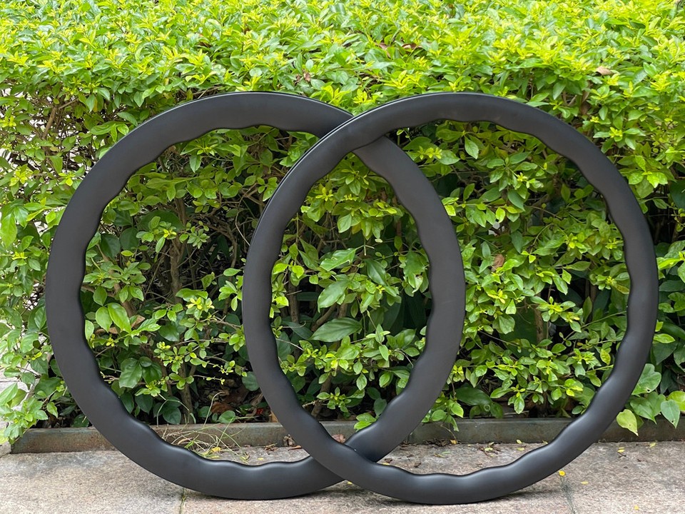 2 pcs : Full Carbon Wave Wavy Road Bike Clincher Tubeless Wheel Rim ...