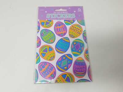 Amscan Acid Free Stickers Colorful Easter Eggs 4 Sheets 36 Stickers ...
