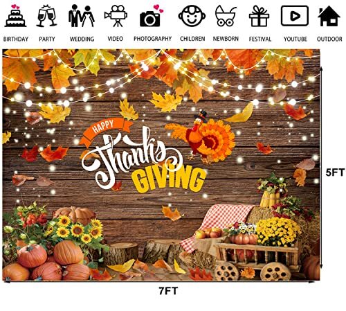 7x5ft Fall Thanksgiving Photography Backdrop Thanksgiving Brown Wood ...