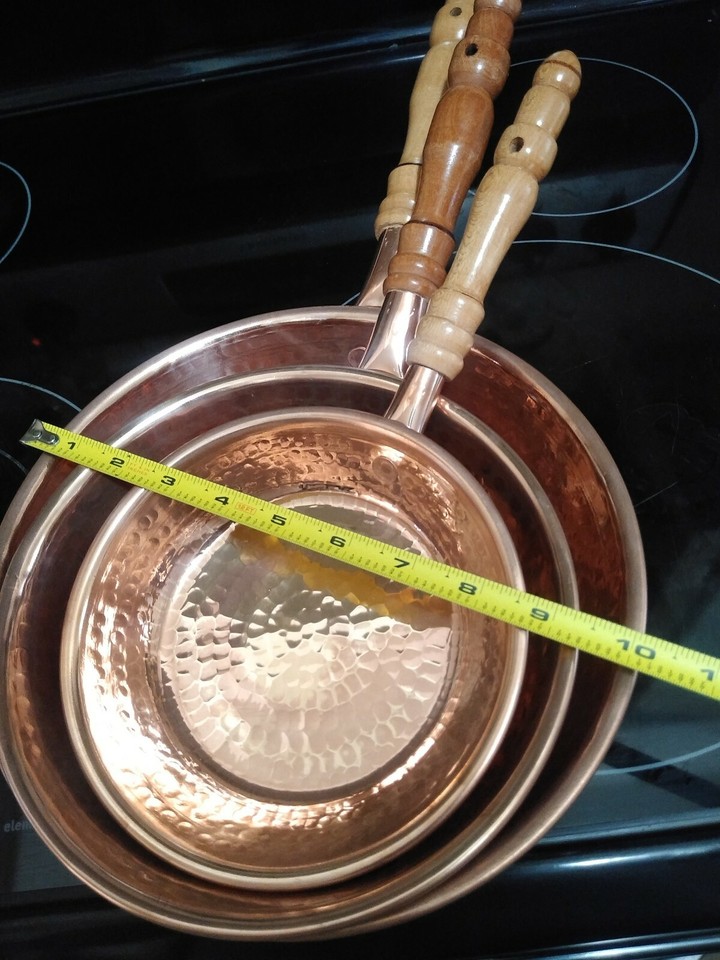 Set of 3 handmade Copper pan set. Mexican pans. Manually hammered | eBay