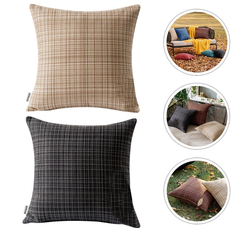 2Pcs Outdoor Waterproof Pillowcase Back Cushion Cover Throw Pillow ...