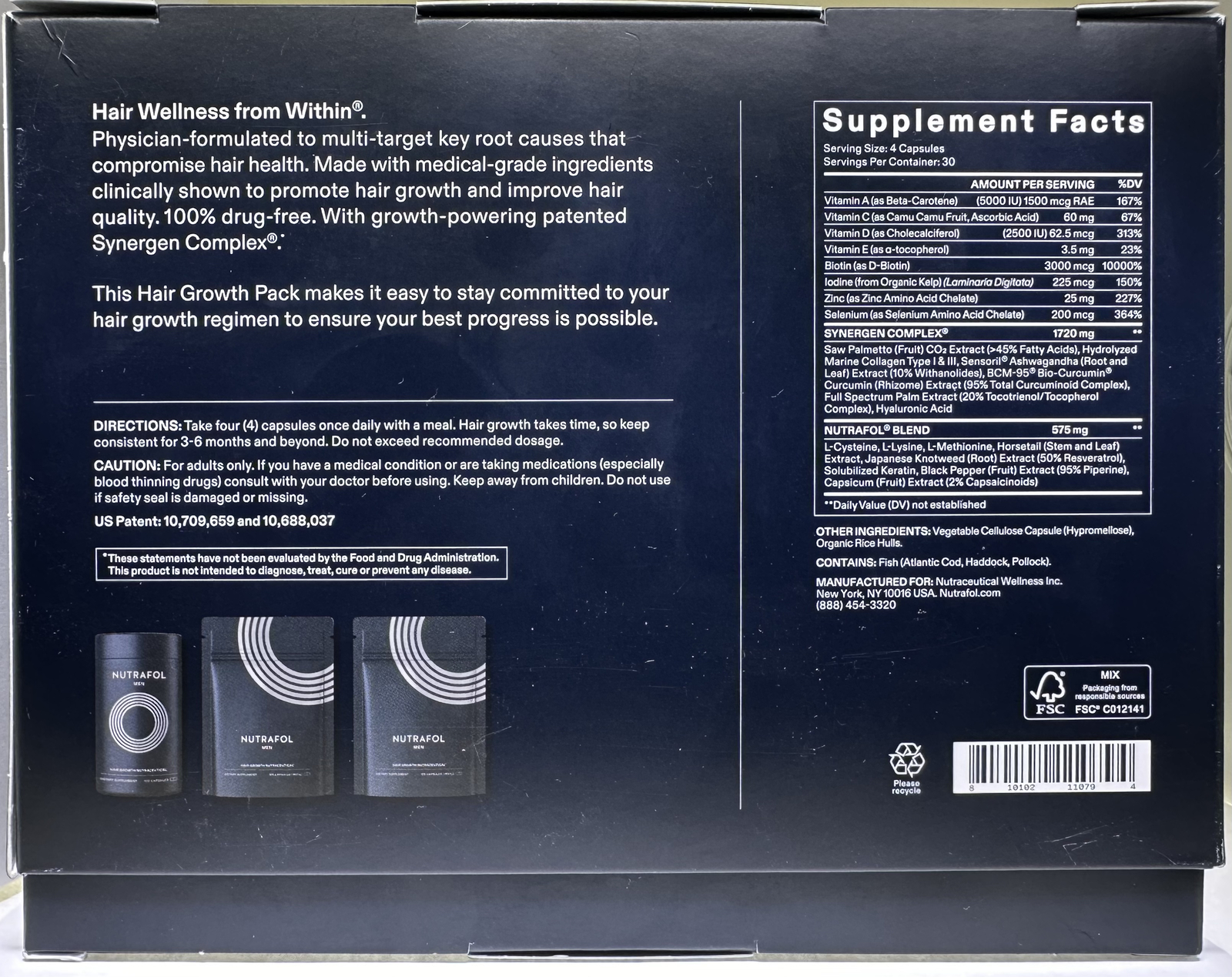 NUTRAFOL Men Hair Growth Nutraceutical Supplement - 120 Capsules 3 ...