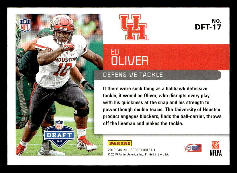 Ed Oliver 2019 Score NFL Draft Gold Rookie Card #DFT-17 Houston Cougars | eBay