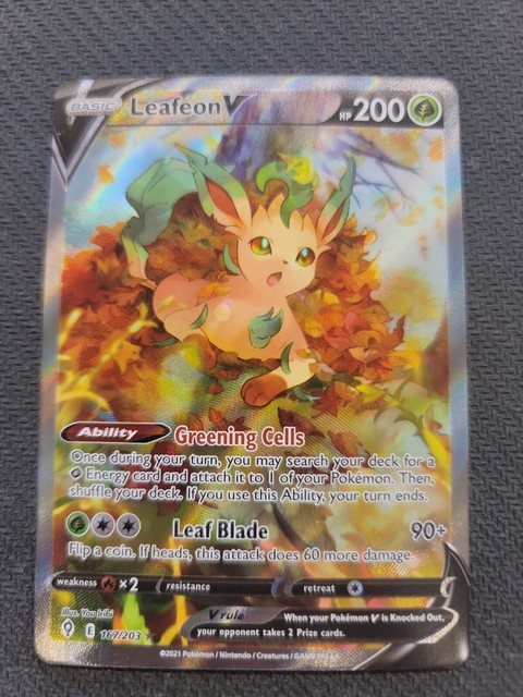 Pokémon TCG Leafeon V Evolving Skies 167/203 Holo Ultra Rare for sale ...