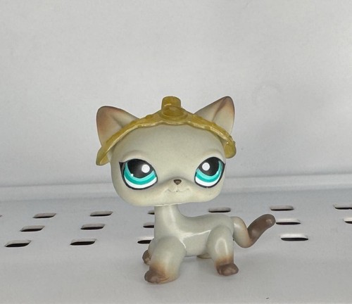 Littlest Pet Shop 391 LPS Gray Egyptian Cat AroundWorld Crown Teal Eyes ...